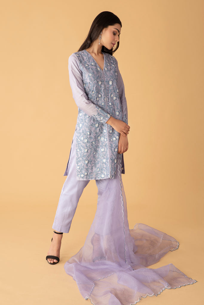 Dusky Periwinkle Jacket Style Set elegant choice to dress up in summer ...